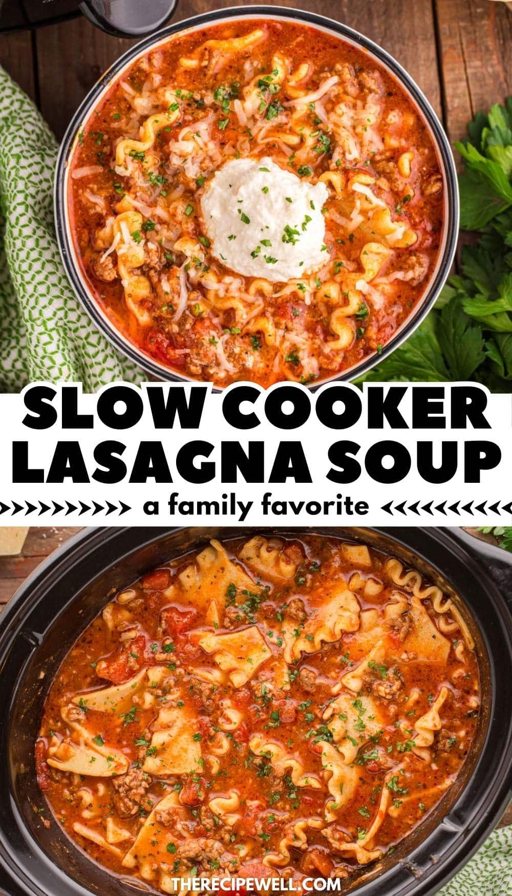 Slow Cooker Lasagna Soup {an easy, cheesy family favourite!}